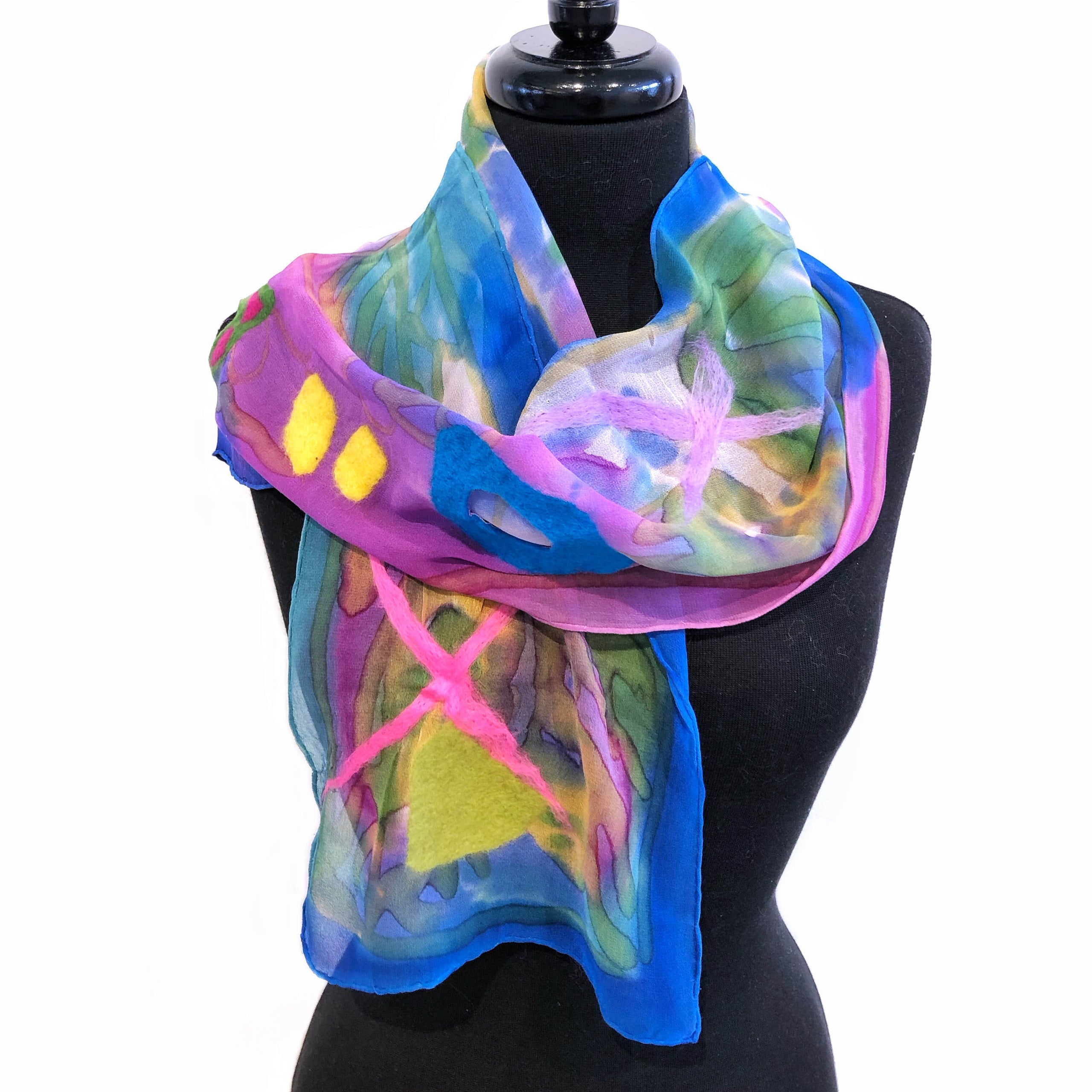 Rainbow Georgette Silk and Merino Scarf – Alberta Craft Council